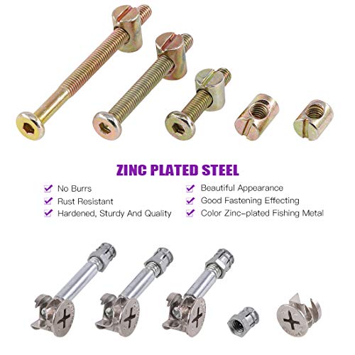 Swpeet 125Pcs 3 in 1 Furniture Cabinet Fixing Screw Locking Cam Bolt ...