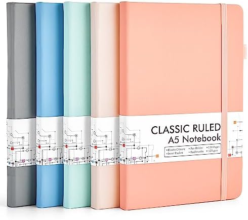 feela A5 Notebooks Multipack, 3 Pack Ruled Lined Notepads A5 (120 GSM ...