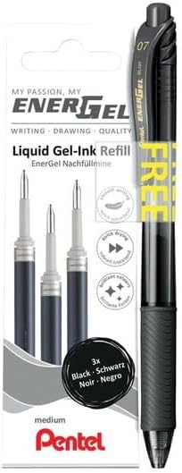 Pentel ENERGEL Mekanizmalı Likit Roller Kalem + 3 Adet Yedek - Siyah ...