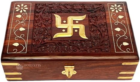 Buy Handcrafted Teakwood Vadakalai Thiruman Box with Mirror, Srichurnam ...