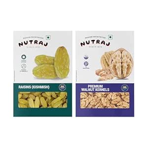 Nutraj Dry Fruits Combo Pack 400g - Raisins & Walnut Kernels (Each 200g ...