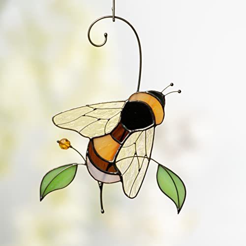 Amazon.com: Bumble Bee Insect Handmade Stained Glass Suncatcher Genuine ...