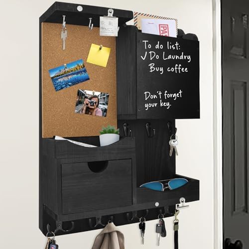Amazon.com: HEKOOLA Key Holder Wall Mount, Mail Organizer Key Holder ...