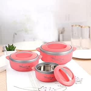 Buy CELLO Sapphire Insulated Inner Steel Casserole Set of 3, Peach ...