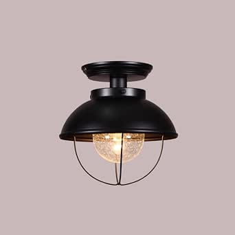 NOktai Industrial Metal 1-Head Ceiling Fixtures/Home Entry Glass Shade ...
