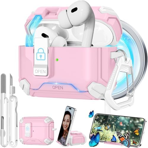 Amazon.com: for AirPods Pro 2 Case with Secure Lock & Phone Stand ...