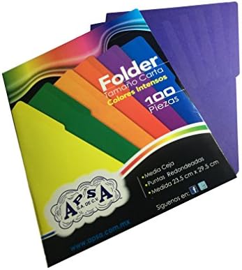 APSA Folder Tamaño Carta Colores Intensos Biodegradable Paquete con 100 ...