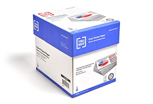 TRU RED 8.5x11 Color Printer Paper 20 lb. 92 Bright, 500 Shts/RM, 5 RM ...
