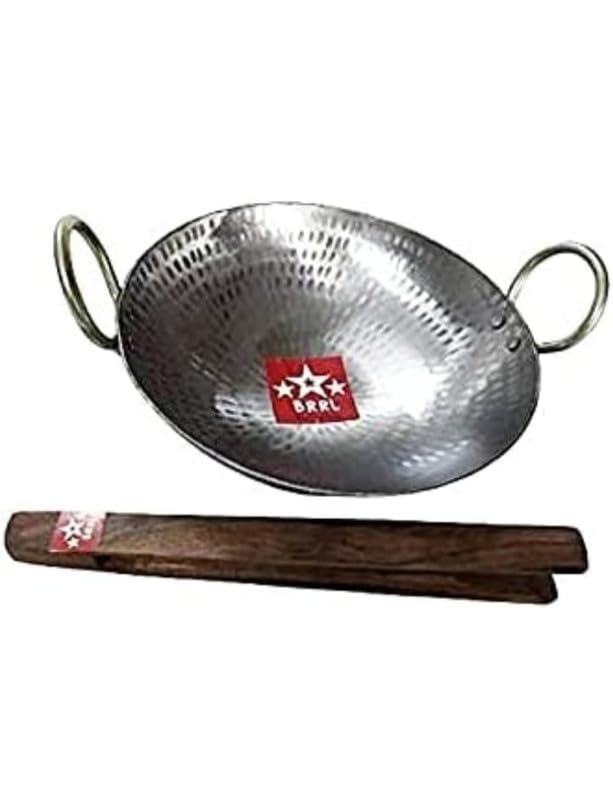 Buy BRRL New Hand Hammered Iron Loha Lokhand Kadhai Large Heavy Wok ...