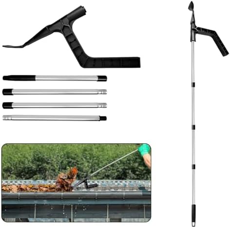 Gutter Cleaning Tool with extendable Pole - Scraper Cleaner Tool to ...
