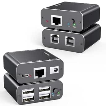 USB Extender Over Cat6/7 164FT/50M USB Switch Extender for 2 PC with 4 ...