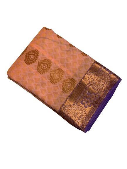 Buy SREE SAI SILKS Baby Orange Pure Silk Saree with Traditional Floral ...