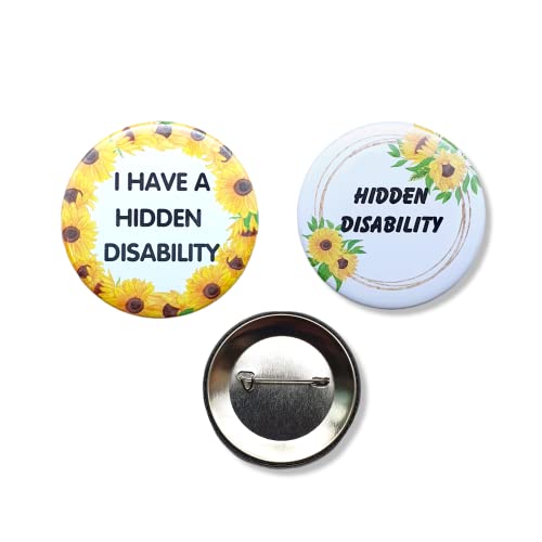Sunflower Hidden Disability Badges - Set of 2 badges - 58mm Pin Button ...