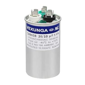 VEXUNGA 20/10 uF 20+10 MFD 370VAC or 440VAC Dual Run Start Round A/C ...