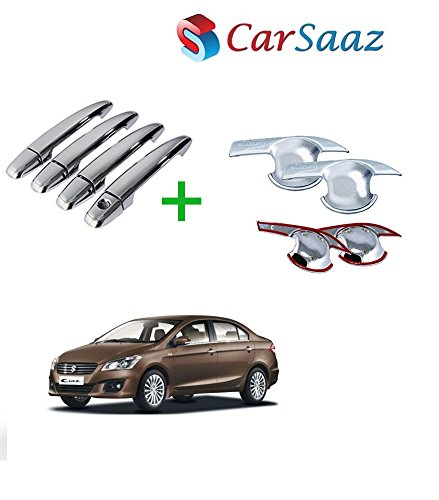 Carsaaz Combo of Chrome Handle Bowl + Chrome Door Catch Cover for ...
