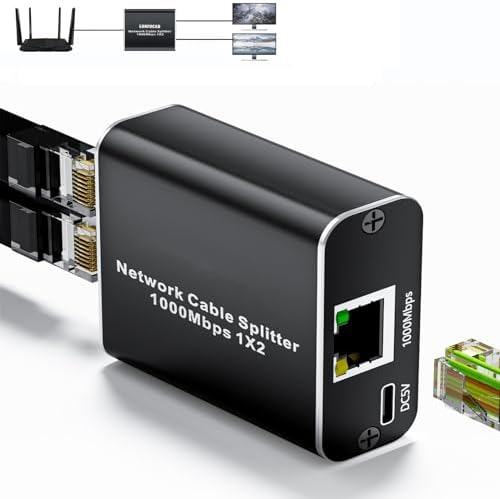 Amazon.com: Ethernet Splitter 1 to 2 Out, 1000Mbps High Speed, Gigabit ...