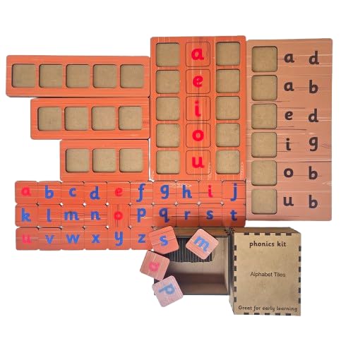 Wooden Phonics Kit with Alphabet Tiles, Educational Learning Board Set ...