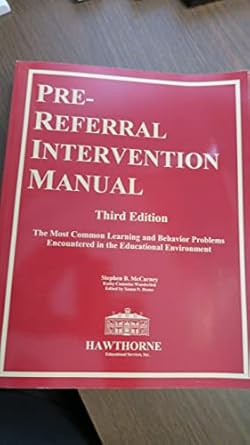 Pre-Referral Intervention Manual Third Edition : McCarney, Stephen B ...