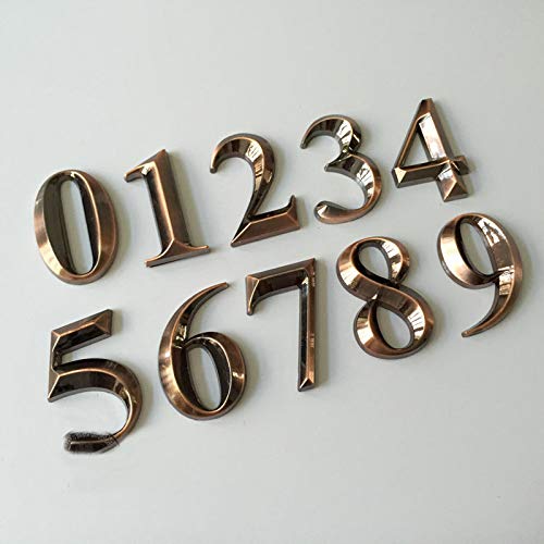 Generic 1Pc 0-9 Bronze House Numbers 5 * 3 * 0.8Cm Hotel Home Door Abs ...