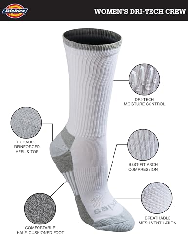 Snapklik.com : Dickies Womens Dritech Advanced Moisture Wicking Crew Socks
