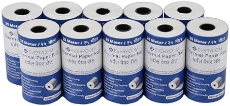 Everycom Thermal Receipt Paper Roll - 80mm(3 inch) x 25 Meter - Pack of ...