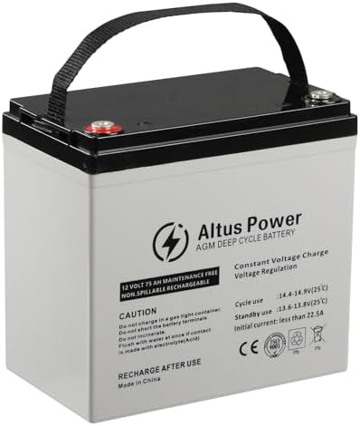Altus 12V 75ah AGM Battery Deep Cycle SLA Lead Acid Battery : Amazon ...