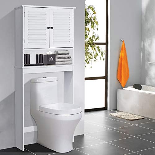 COSTWAY Mueble sobre Inodoro con Estantes y Puerta de Vidrio,Armario de ...