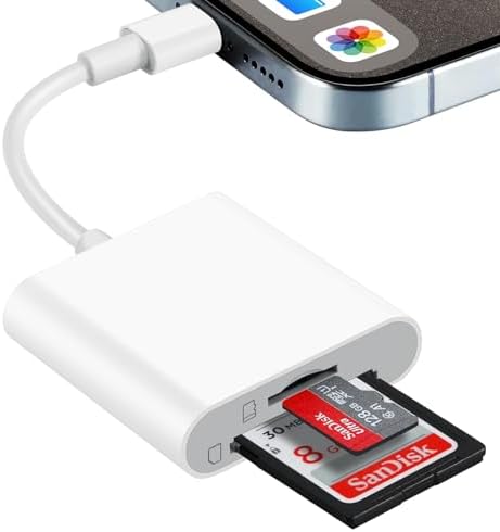 Omivine SD Card Reader for iPhone iPad, 2-IN-1 Dual Slot Lightning ...