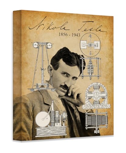 Amazon.com: Nikola Tesla Portrait - 16x20 Stretched Canvas - Great Home ...