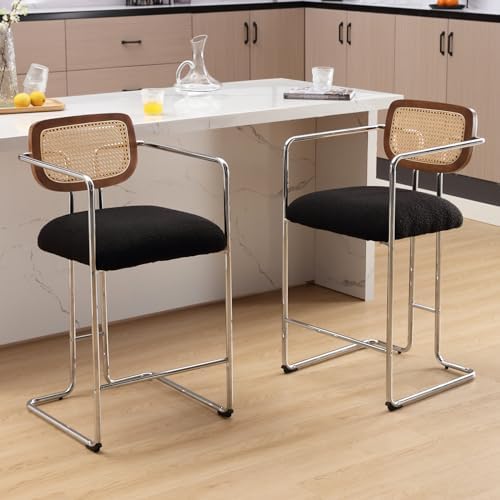 Wahson Modern Bar Stools Bar Chair Set of 2 High Chairs Kitchen Metal ...