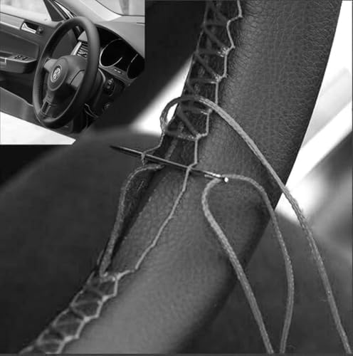 Amazon.com: Onerbuy Universal Leather Car Steering Wheel Stitch On Wrap ...