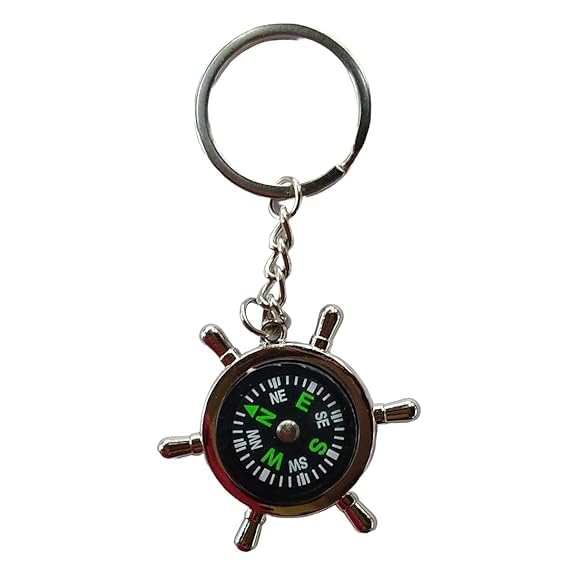 Magnetic Compass Stainless Steel Keychain for Your Bike,Car, Home Keys ...