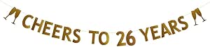 Amazon.com: Betteryanzi Gold Cheers to 26 Years Banner,Pre-strung,26th ...
