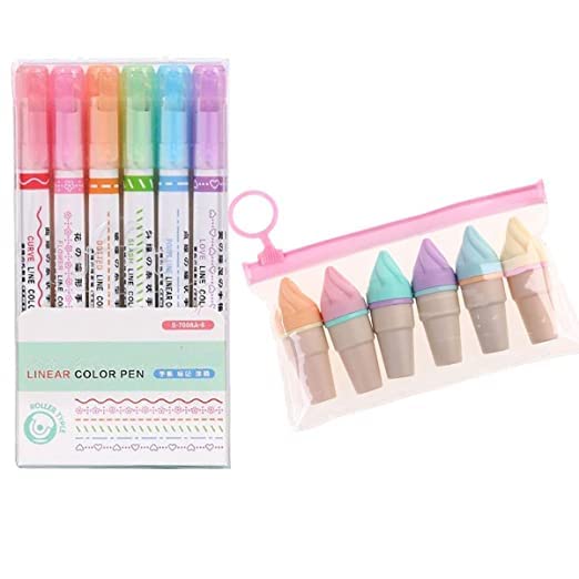GoMerryKids Combo of Linear Color Pen And Ice Cream Cone Highlighter ...