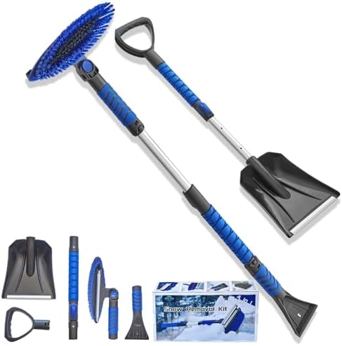 Amazon.com : 4 in 1 Snow Shovel Kit Extendable Ice Scraper Snow Brush ...
