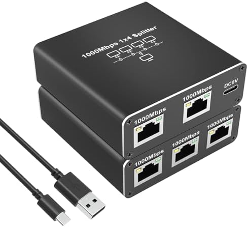 Amazon.com: Tendak Ethernet Splitter 1 to 4 High Speed 1000Mbps, Gigabit Ethernet Splitter RJ45 ...