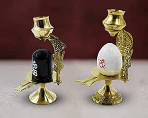 Karauli Collection Set of 2 Brass Shiva Lingam Abhishek Patra for Pooja ...