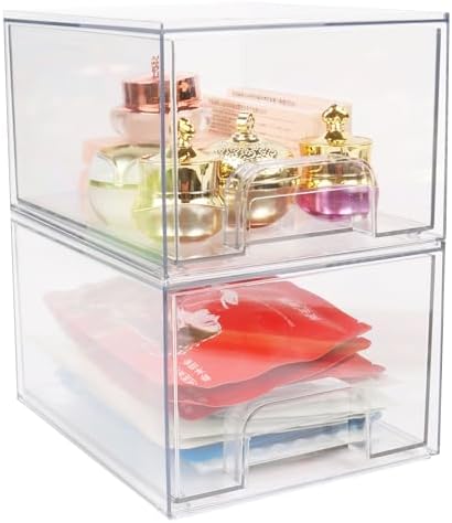 Amazon.com: Cq acrylic 2 Pack Stackable Storage Drawers,12''W Acrylic ...
