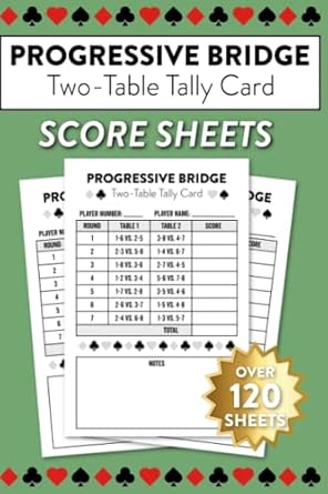 Progressive Bridge Two Table Tally Card Score Sheets: Over 120 Sheets ...