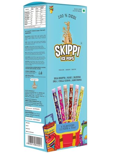 Skippi All Desi Flavour Ice Pops Box. Kala Khatta, Rose, Jaljeera, Imli ...
