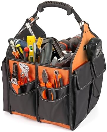 Open Tool Bag, Tool Tote Bag with Handle, 16.5In Open Top Tool Tote Bag ...