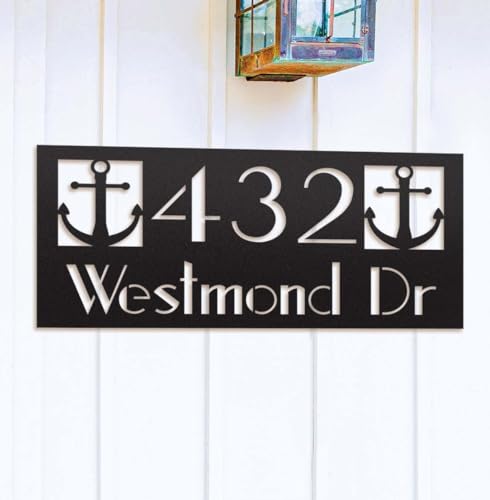 Amazon.com: Nautical Metal Address Sign, Modern Address Sign, Address ...
