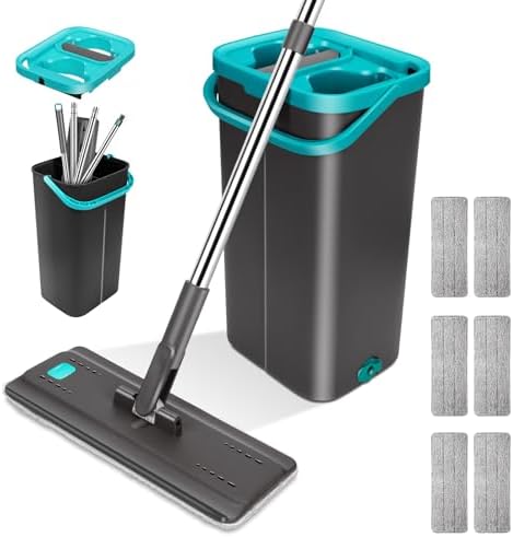 SqueezyPeasy Premium Flat Mop and Bucket Set for Floor Cleaning ...