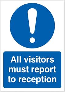 V Safety All Visitors Must Report To Reception - A4 297 x 210 1mm Rigid ...
