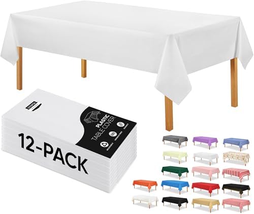 Amazon.com: Pureegg Plastic Table Cloth Disposable - 8 Packs, Table ...