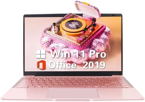 Pink Laptop [Win 11&MS Office 2019] 14’’ FHD IPS Display Ultra-Thin ...