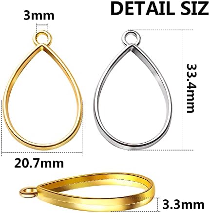 Amazon.com: Pendant Bezel,40pcs Open Back Bezel Teardrop Hollow Pendant ...