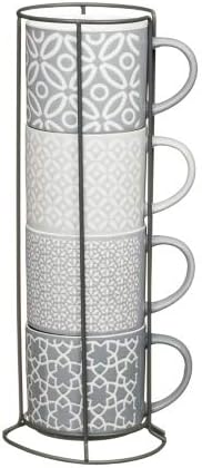 New Unique Design Jumbo Embossed Stacking Mugs 4pk Stackable for Easy ...