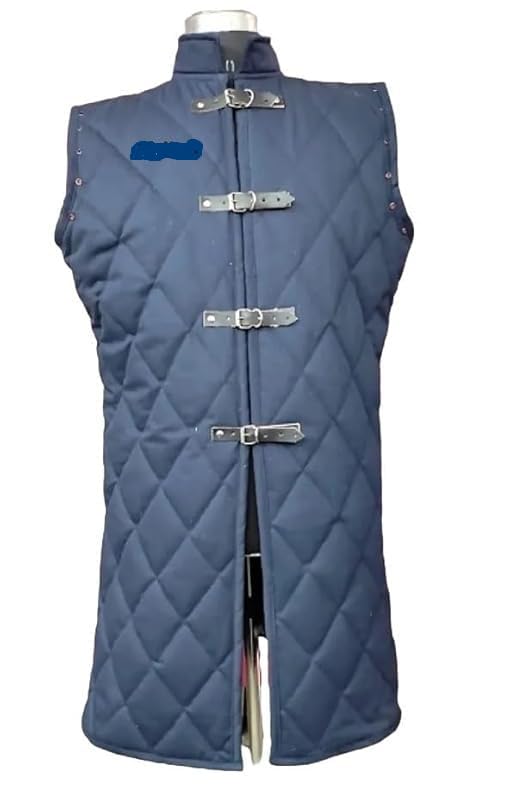 Amazon.com: Medieval Knight Vest, medieval gambeson, sleeveless blue ...