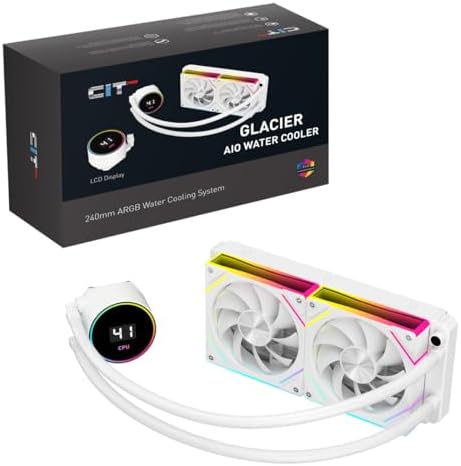 CiT Pro Glacier 240mm White ARGB CPU Liquid Cooler With 69.4mm Display ...